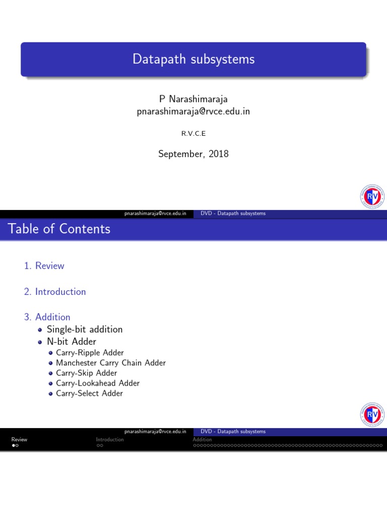 Datapath Subsystems Adder Circuits | PDF | Logic Gate | Arithmetic
