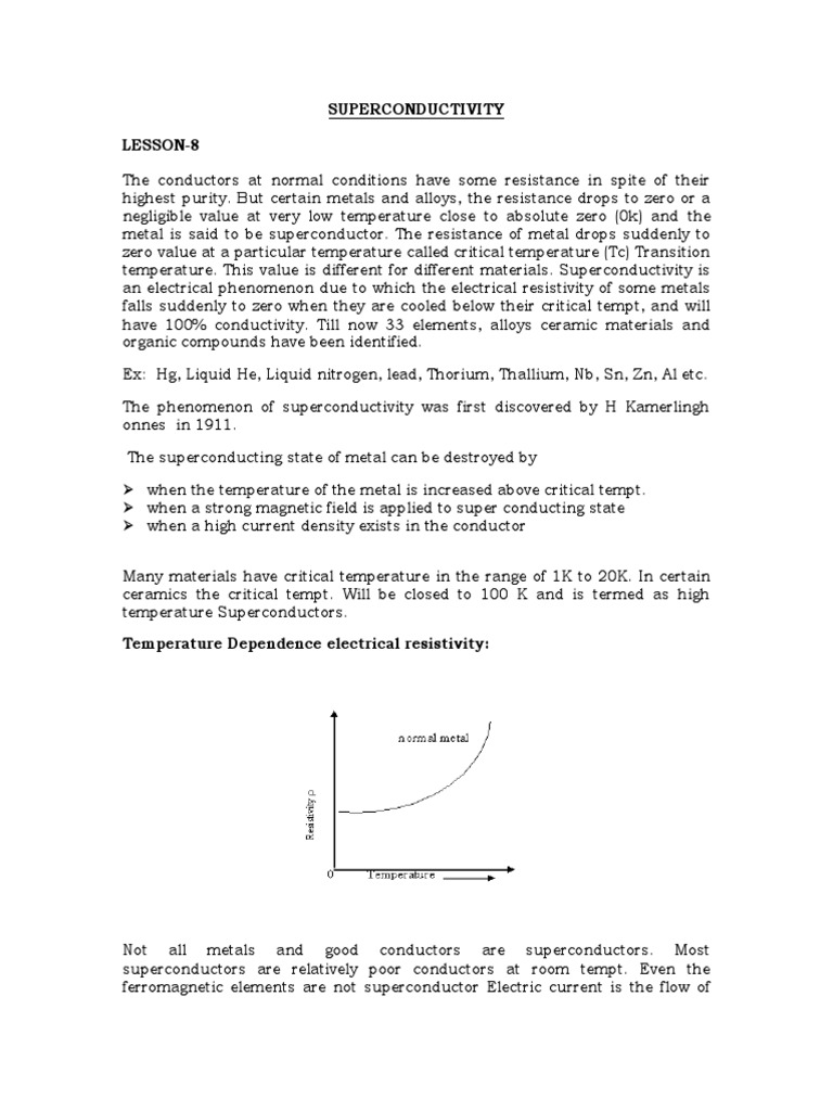 Superconductivity | PDF | Superconductivity | High Temperature Superconductivity