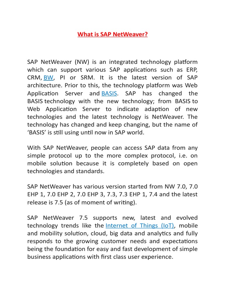 BW Basis: What Is Sap Netweaver? | PDF | Sap Se | Application Server