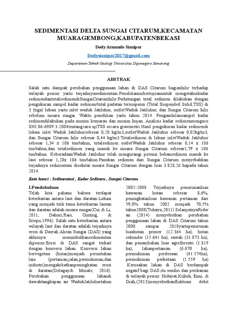 Sedimentasi Delta Sungai Citarum | PDF | Sains & Matematika