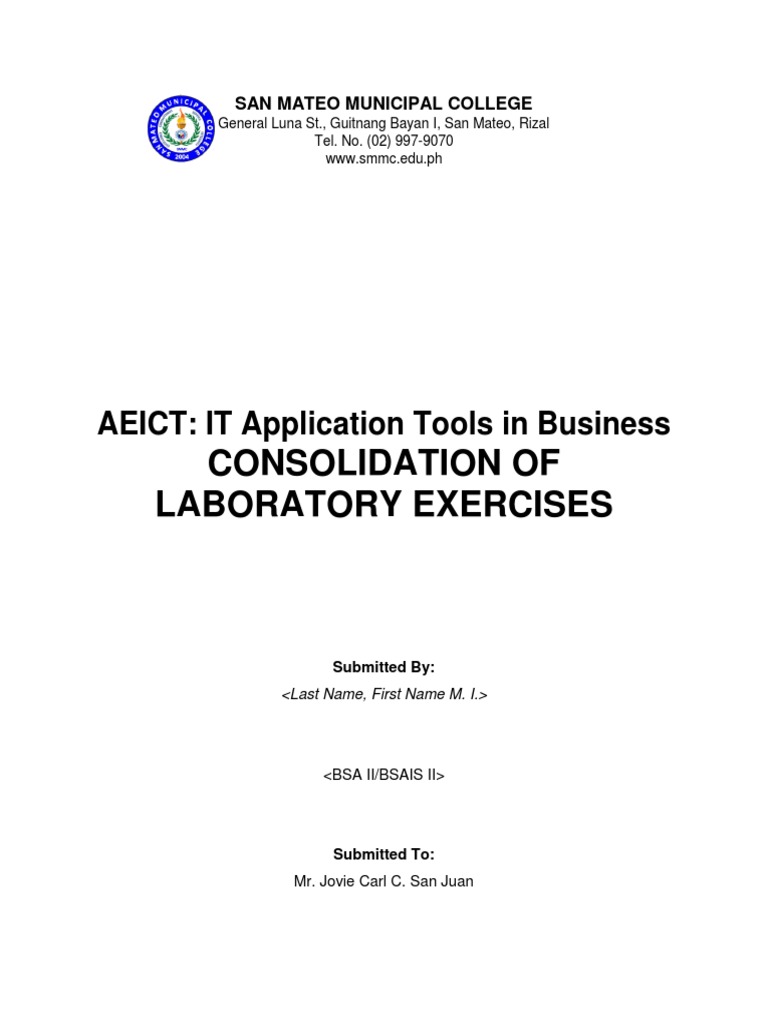 AEICT - Consolidation of LEs (Hard Copy) - Title Page - Template | PDF