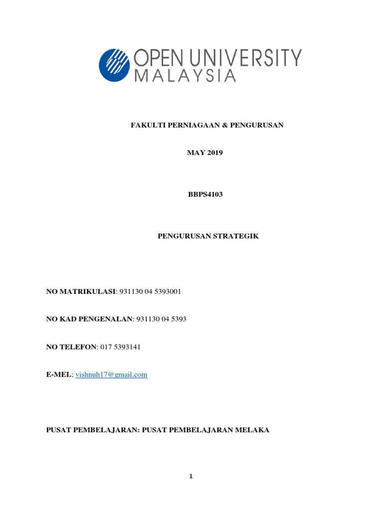 BBPS4103 - Pengurusan Strategik | PDF