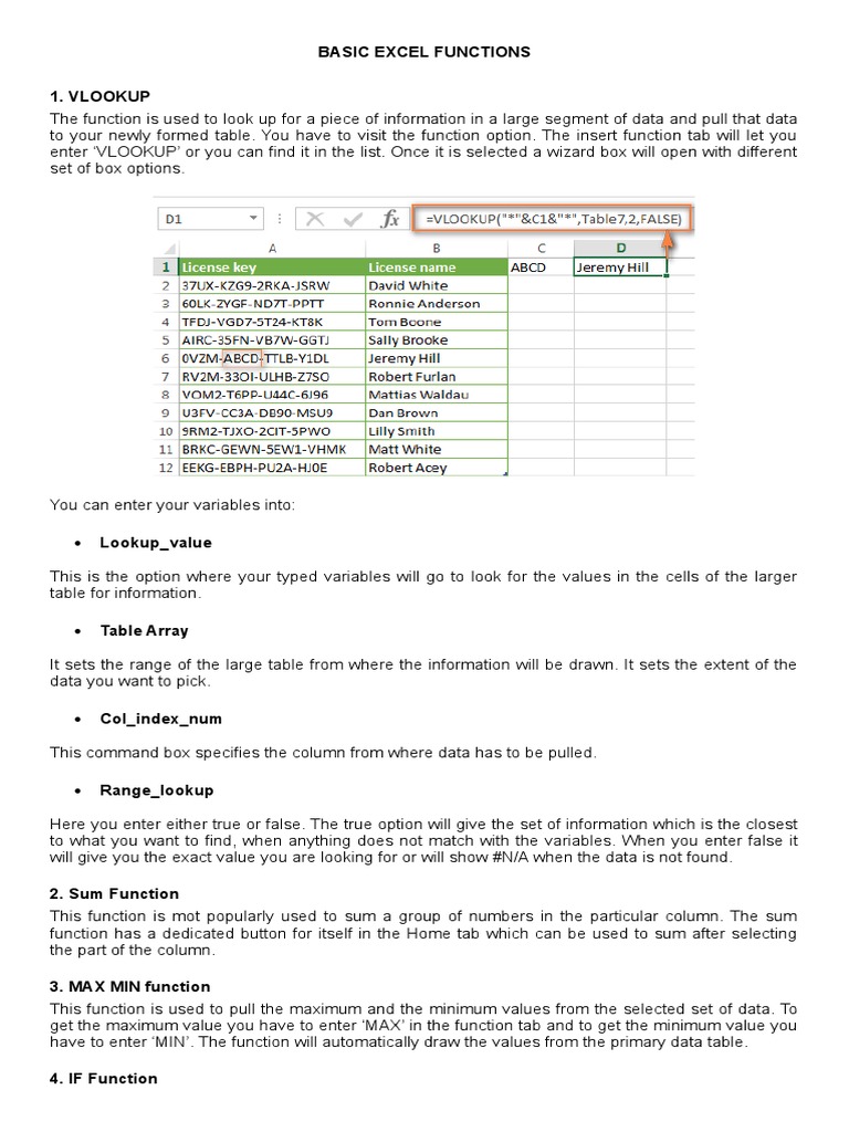 Basic Excel Functions | PDF | Raw Image Format | Adobe Photoshop