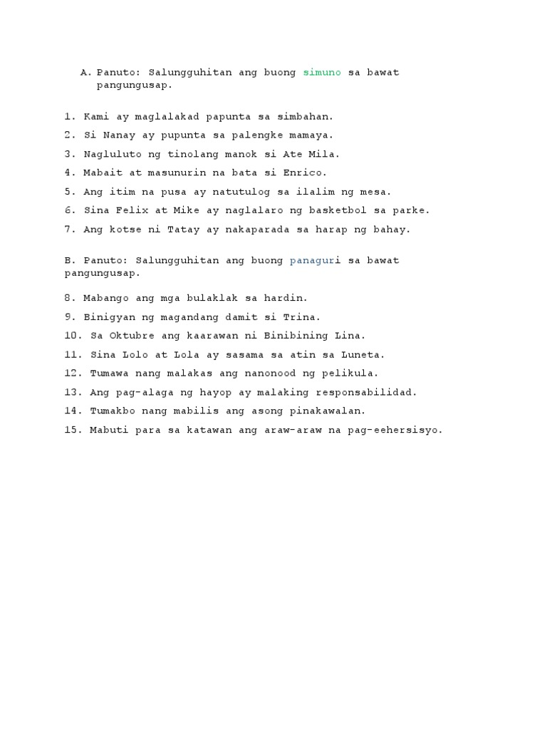 FIL Q1 Simuno at Panaguri | PDF