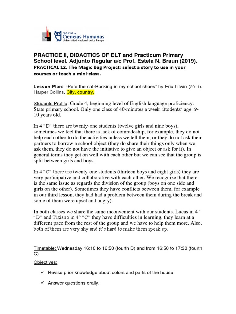 Lesson Plan: "Pete The Cat-Rocking in My School Shoes" by Eric Litwin ...