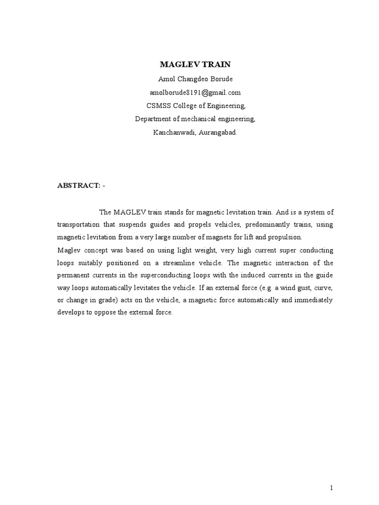 Maglev Train Propulsion and Levitation Systems | PDF | Electric Motor ...