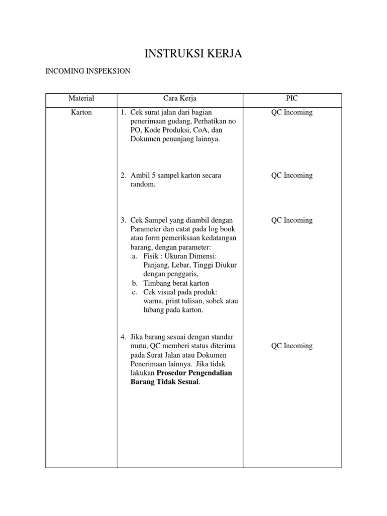 IK QC Incoming | PDF