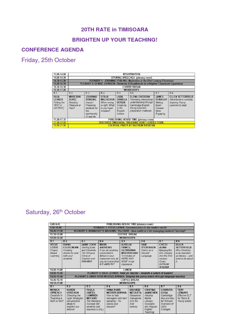 Timisoara 20th Rate Teaching Conference | PDF