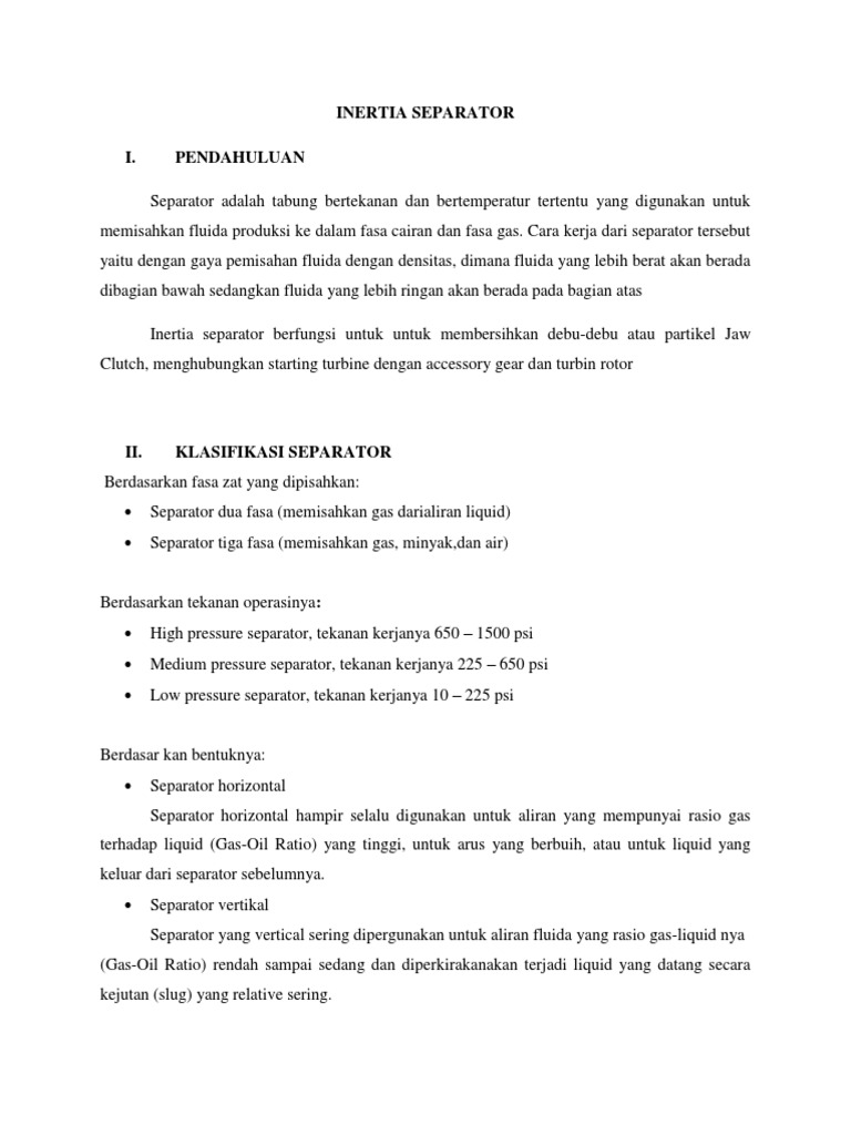 Makalah Inertial Separator | PDF