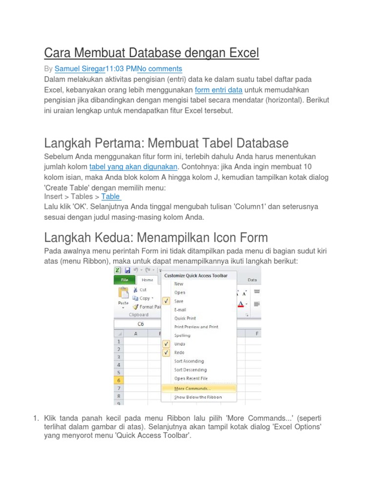 Cara Membuat Database Dengan Excel | PDF