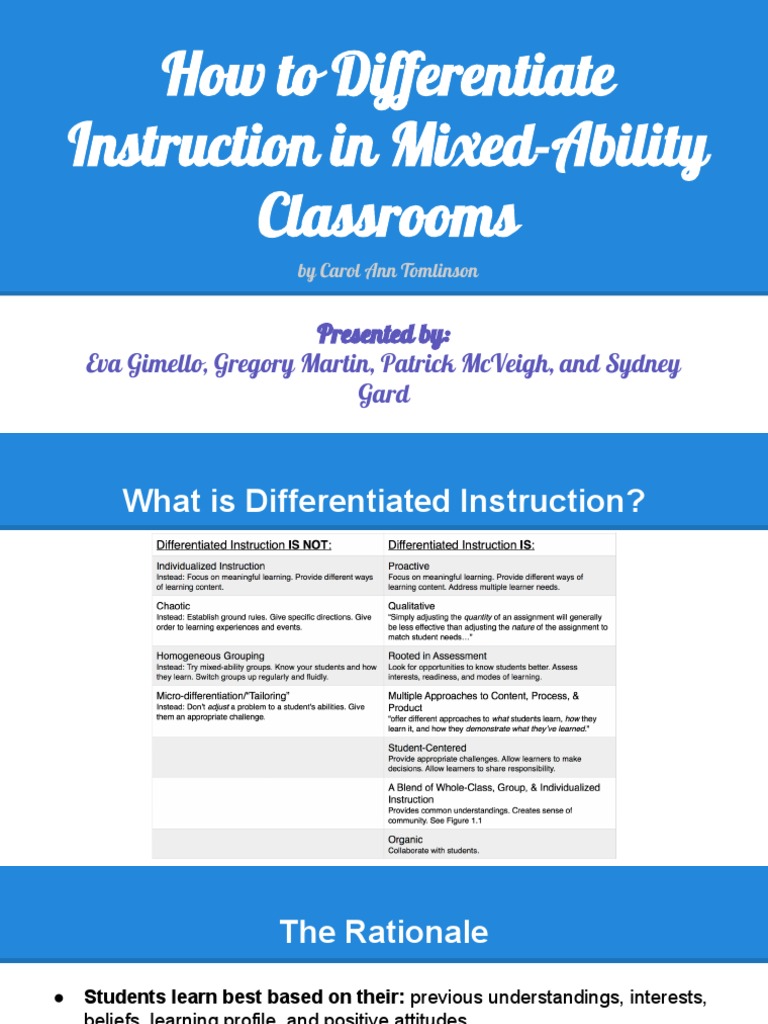 How To Differentiate Instruction in Mixed-Ability Classrooms | PDF