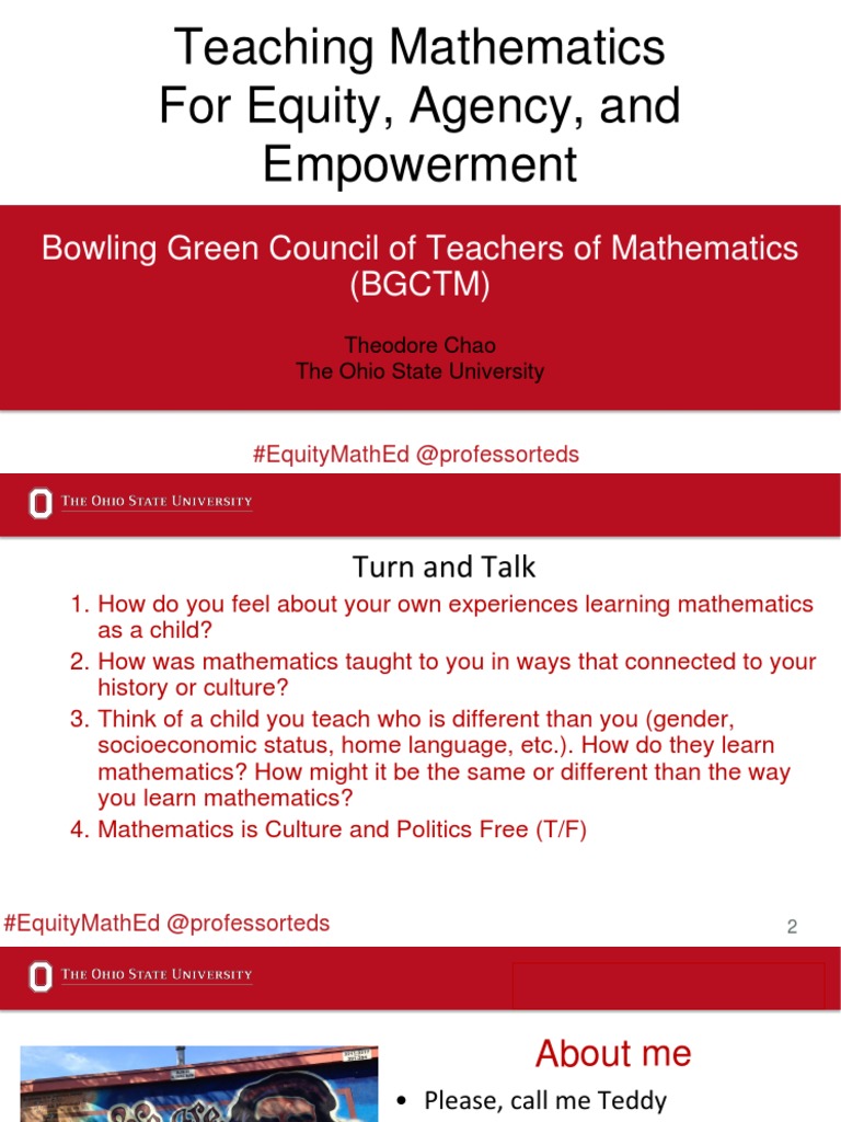 Math Equity, Agency, and Empowerment Talk | PDF | Rosa Parks | Teaching ...