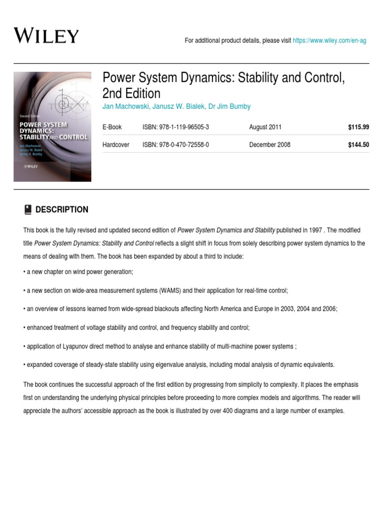 Power System Dynamics: Stability & Control | PDF | Stability Theory ...