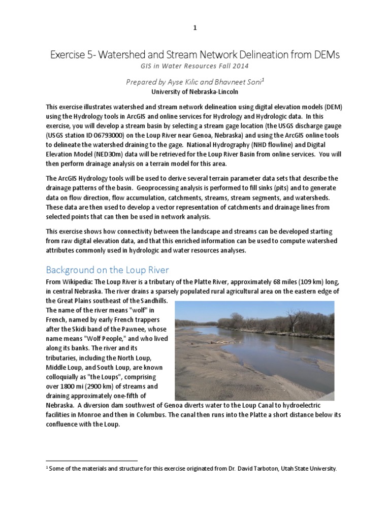 Exercise 5 - Watershed and Stream Network Delineation From Dems | PDF ...