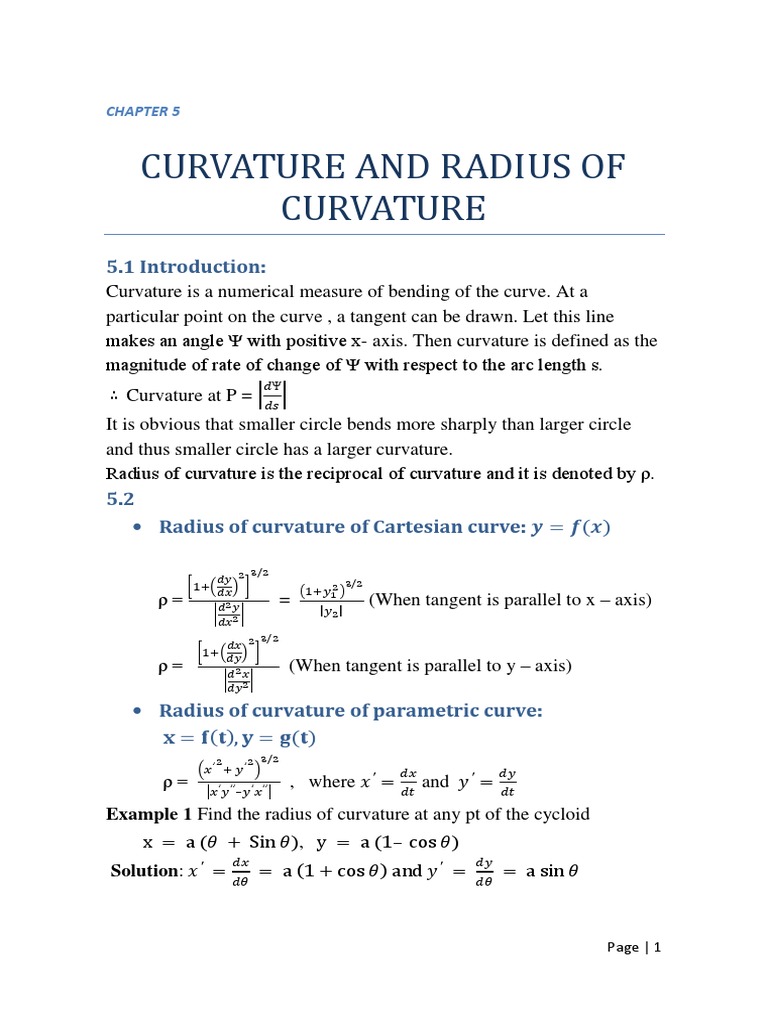 Radius of Curvature: Formulas & Examples | PDF | Curvature | Ellipse