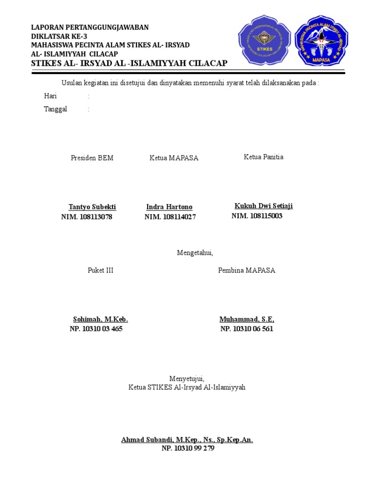 Laporan Diklatsar MAPASA STIKES 3 | PDF