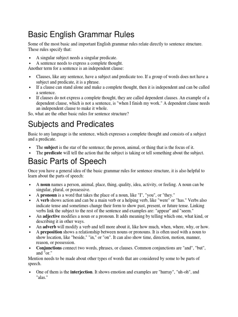 Basic English Grammar Rules Explained | PDF | English Grammar | Clause
