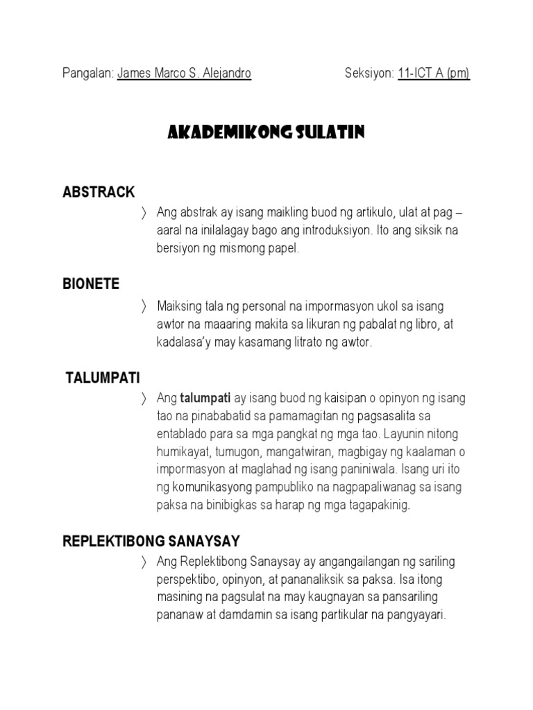 Akademikong sulatin: Abstrack
