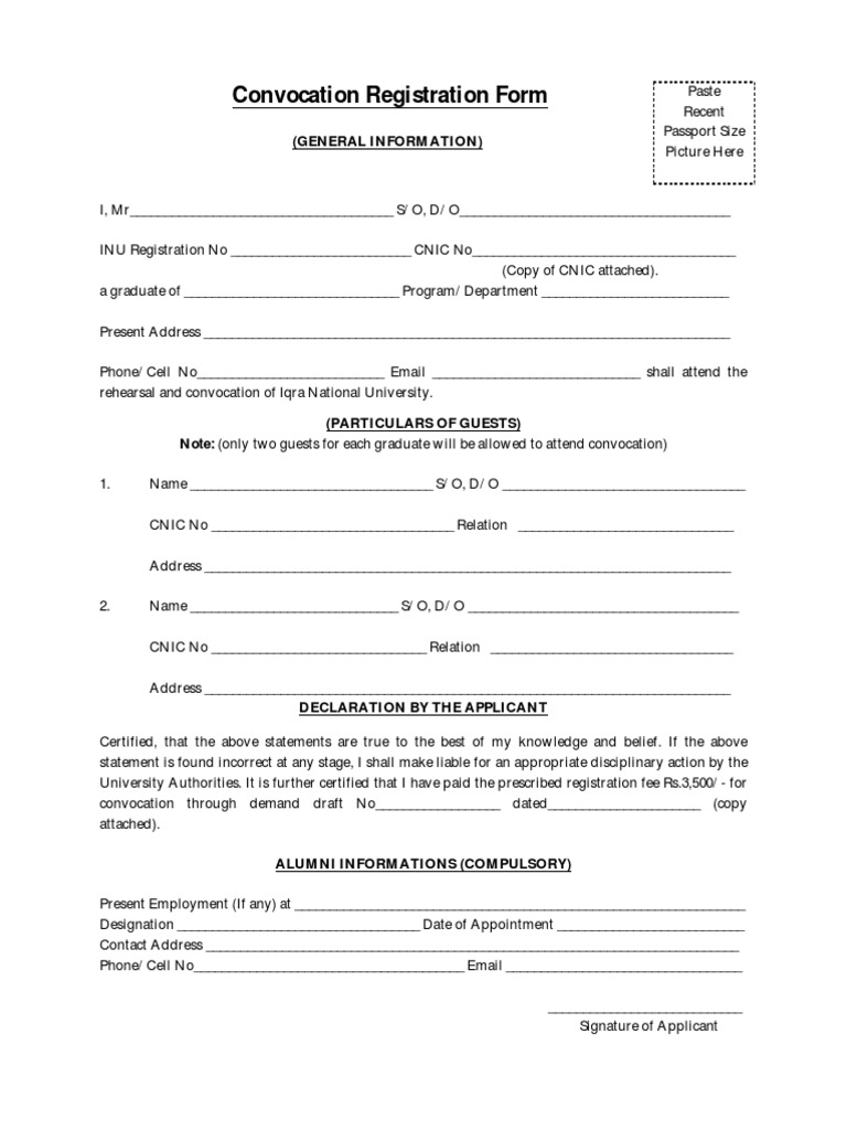 Convocation Registration Form: (General Information) | PDF | Government And Personhood ...