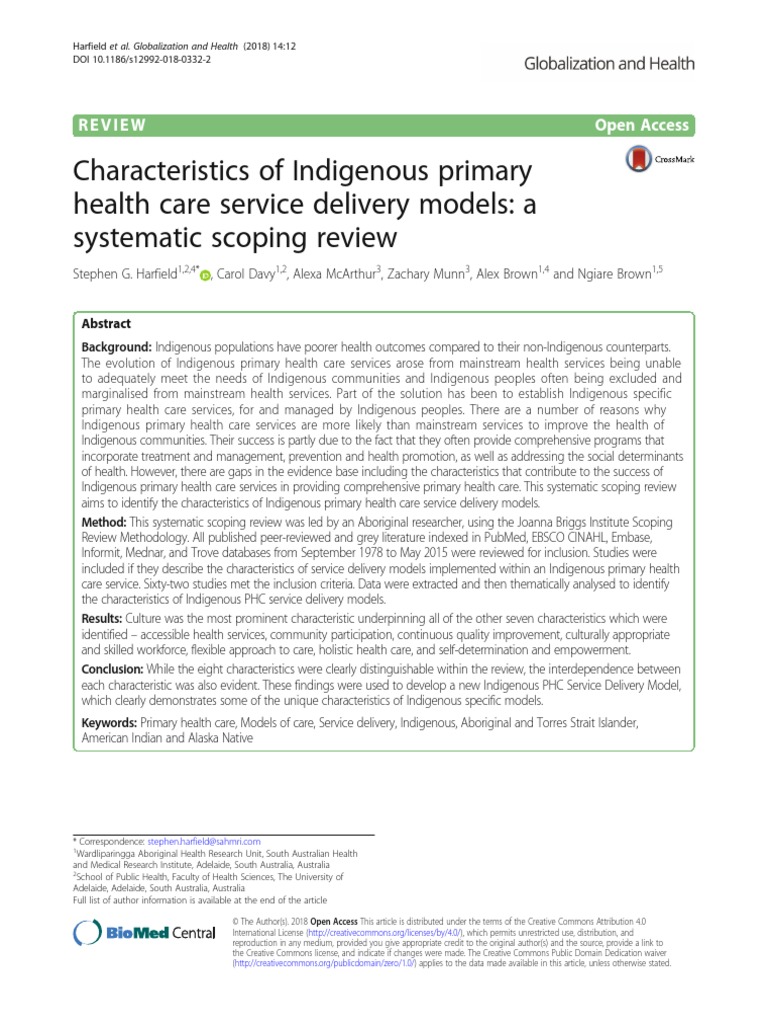 Characteristics of Indigenous Primary Health Care Service Delivery ...