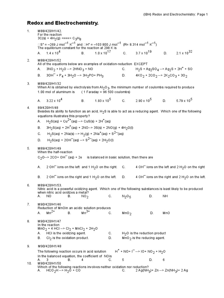 Redox and Electrochemistry | PDF | Redox | Electrochemistry
