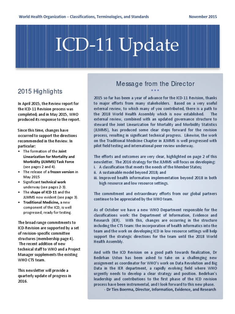 2015 11 ICD11 Newsletter PDF | PDF | International Statistical ...