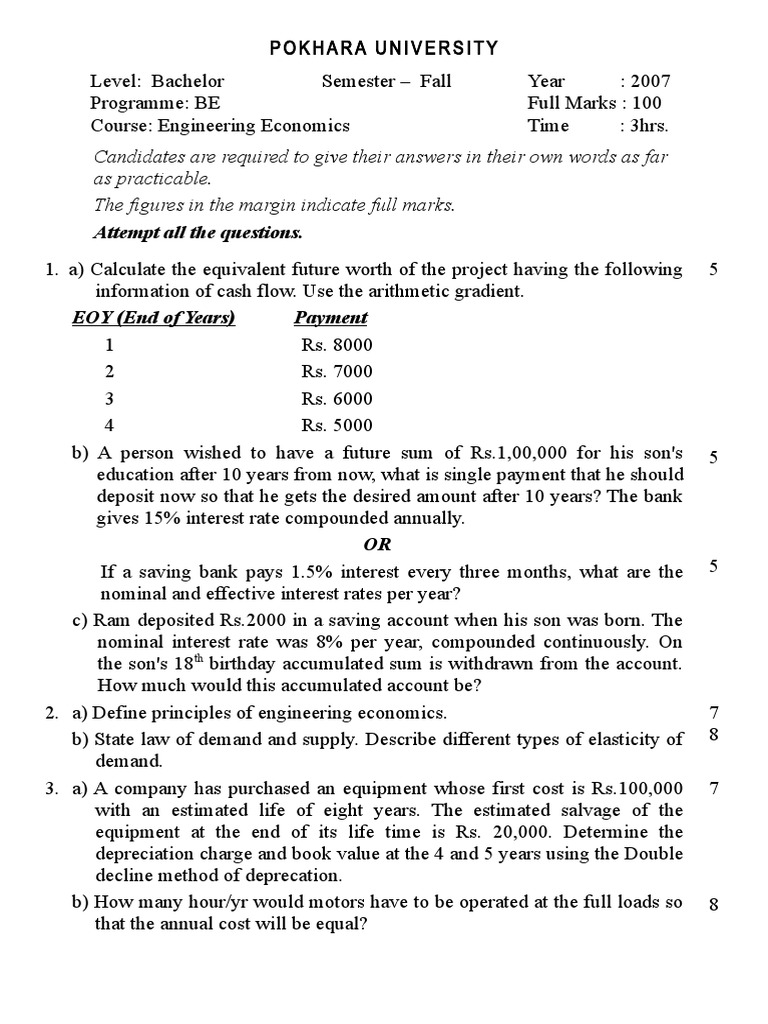 Analysis of Engineering Economics Problems and Concepts through ...