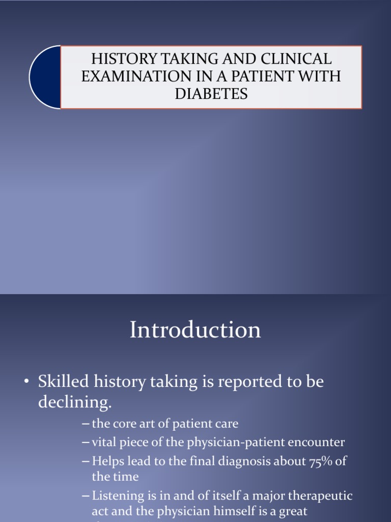 History Taking Clinical Examination in Diabetes | PDF | Diabetes ...