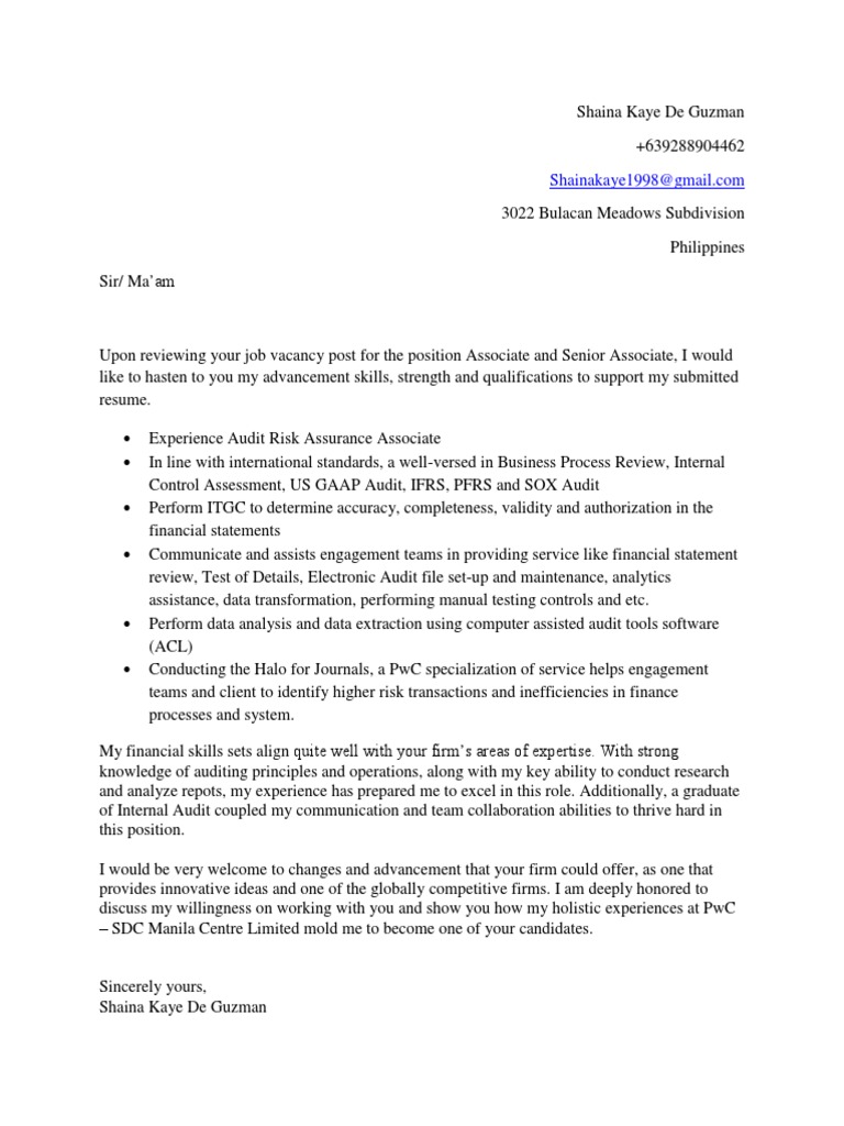 Updated Cover Letter - Ey | PDF