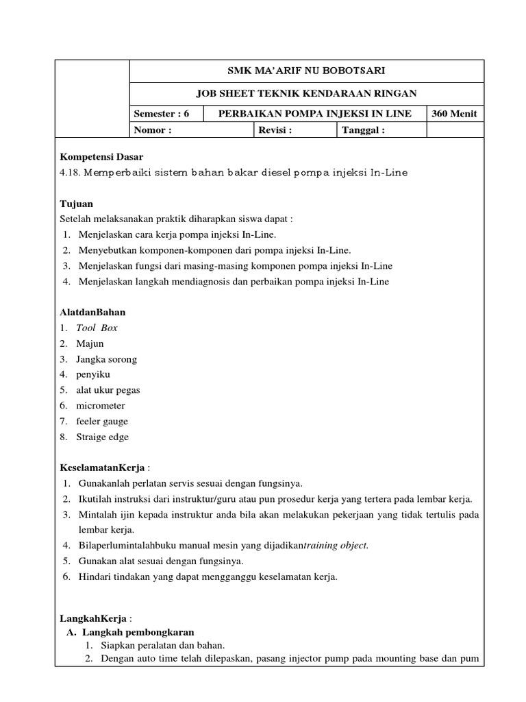 Job Sheet Dan LKS Kepala Silinder | PDF