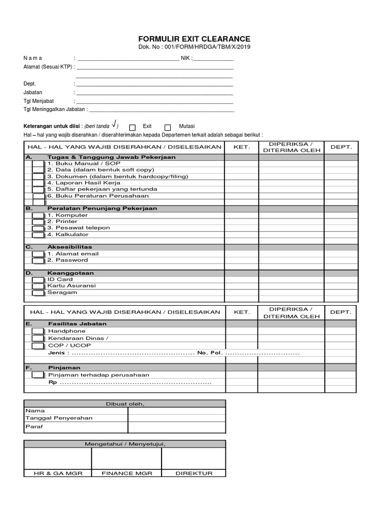 Exit Clearance | PDF