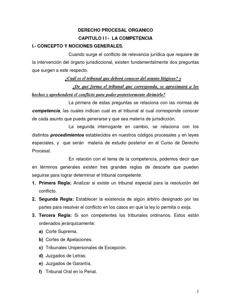 D PROCESAL I Capítulo III Competencia Absoluta-Relativa | PDF ...
