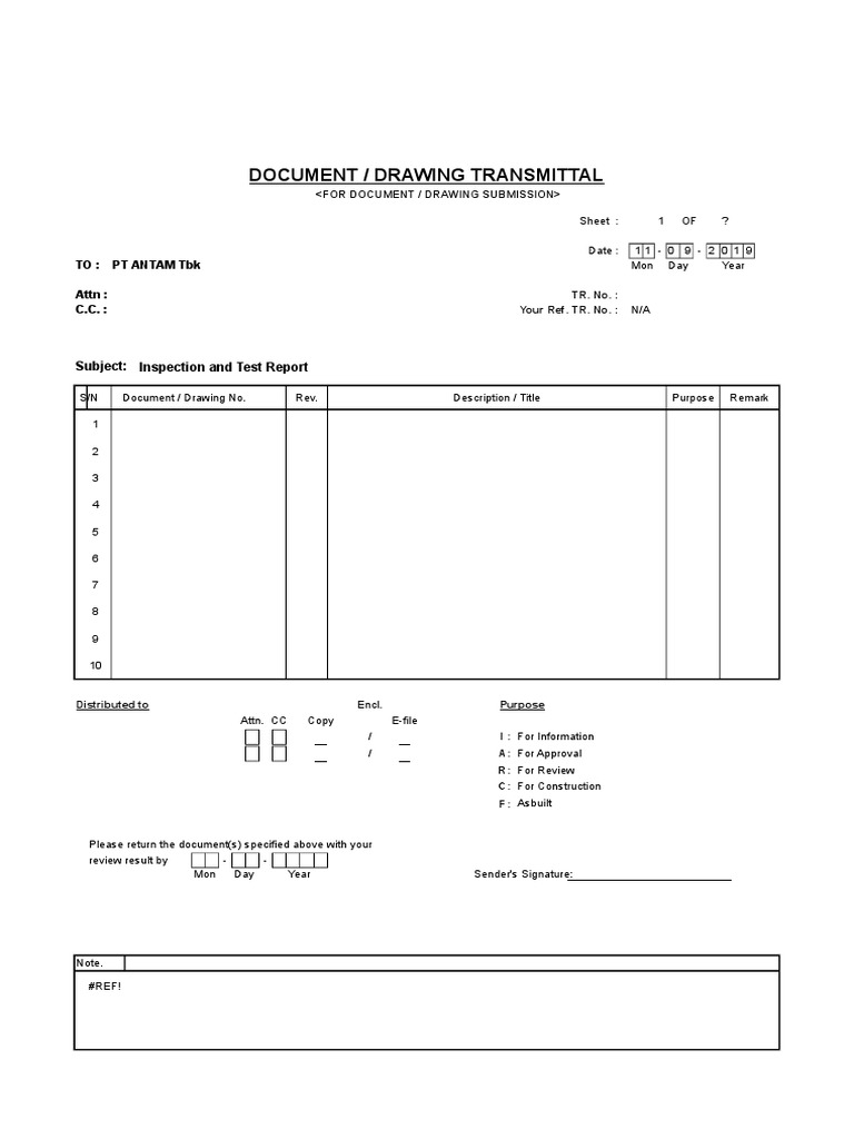 Document / Drawing Transmittal: To: PT Antam TBK Attn: C.C. | PDF