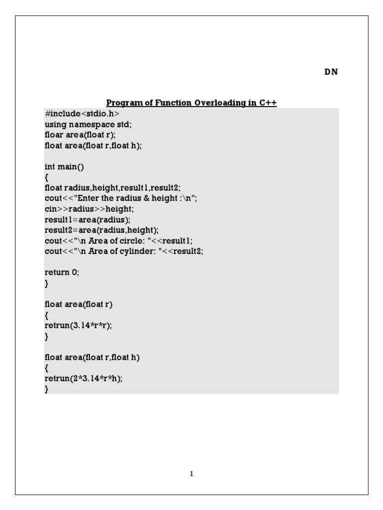 Function Overloading in C++ | PDF | Area | Sphere