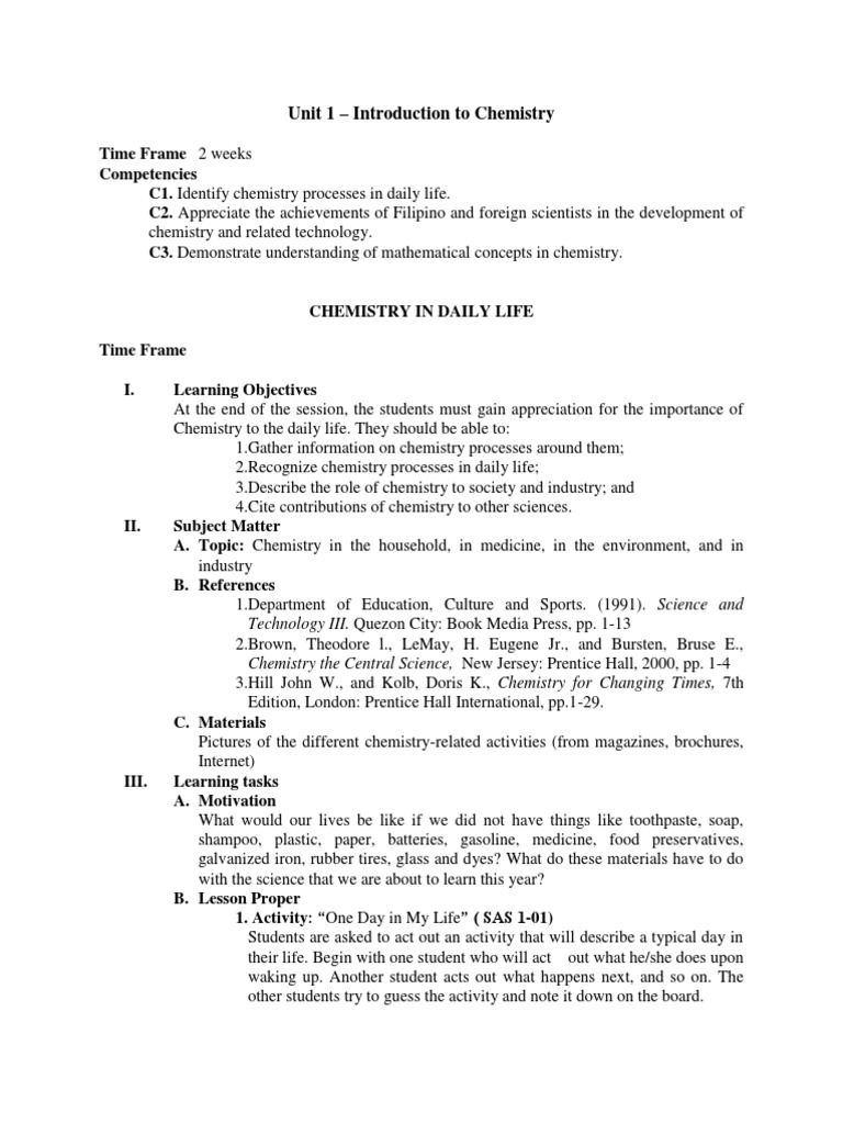 1 Chemistry in Daily Life. | PDF | Paper | Chemistry