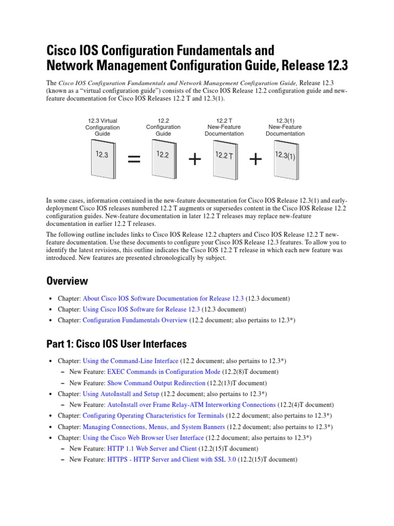Cisco Ios Configuration Fundamentals And Network Management Configuration Guide Release 123
