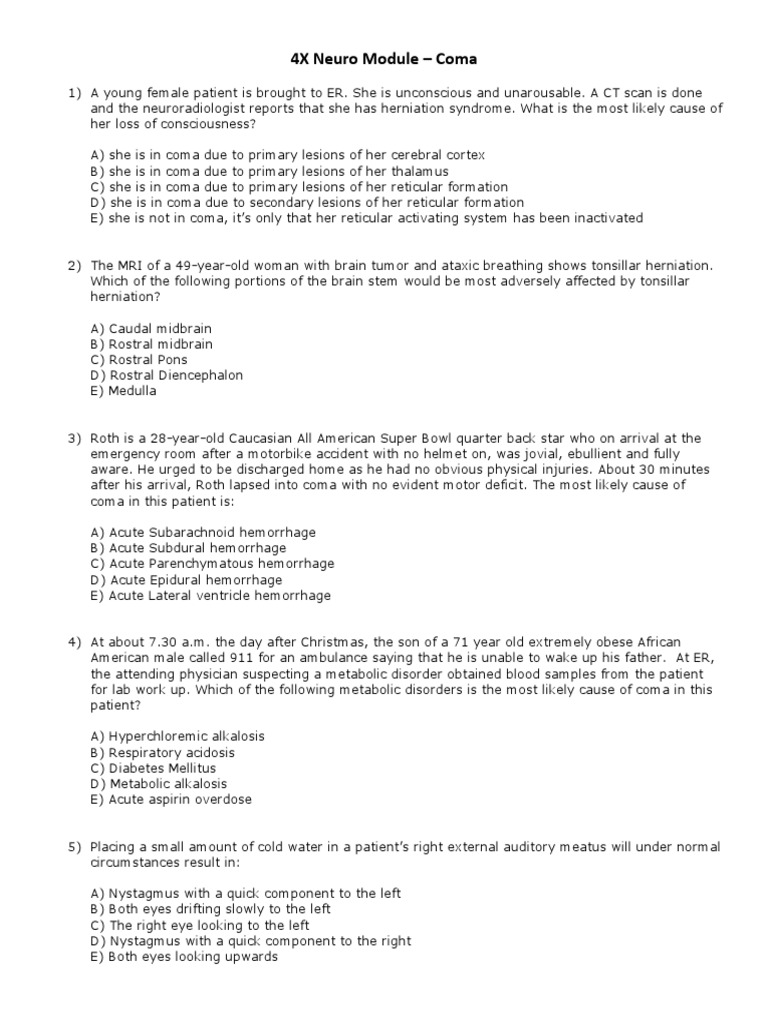 Analysis of Coma Cases and Brain Stem Function Testing: A Review of Key ...