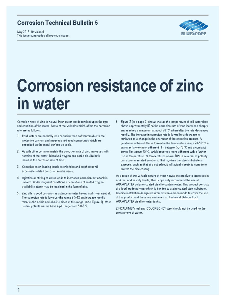 Corrosion Resistance of Zinc in Water | PDF | Corrosion | Water