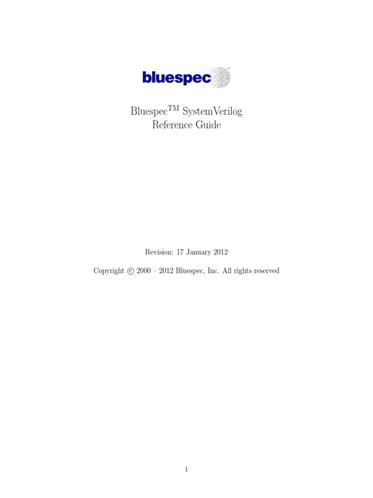 Bluespec Systemverilog Reference Guide Pdf Identifier Integer Computer Science