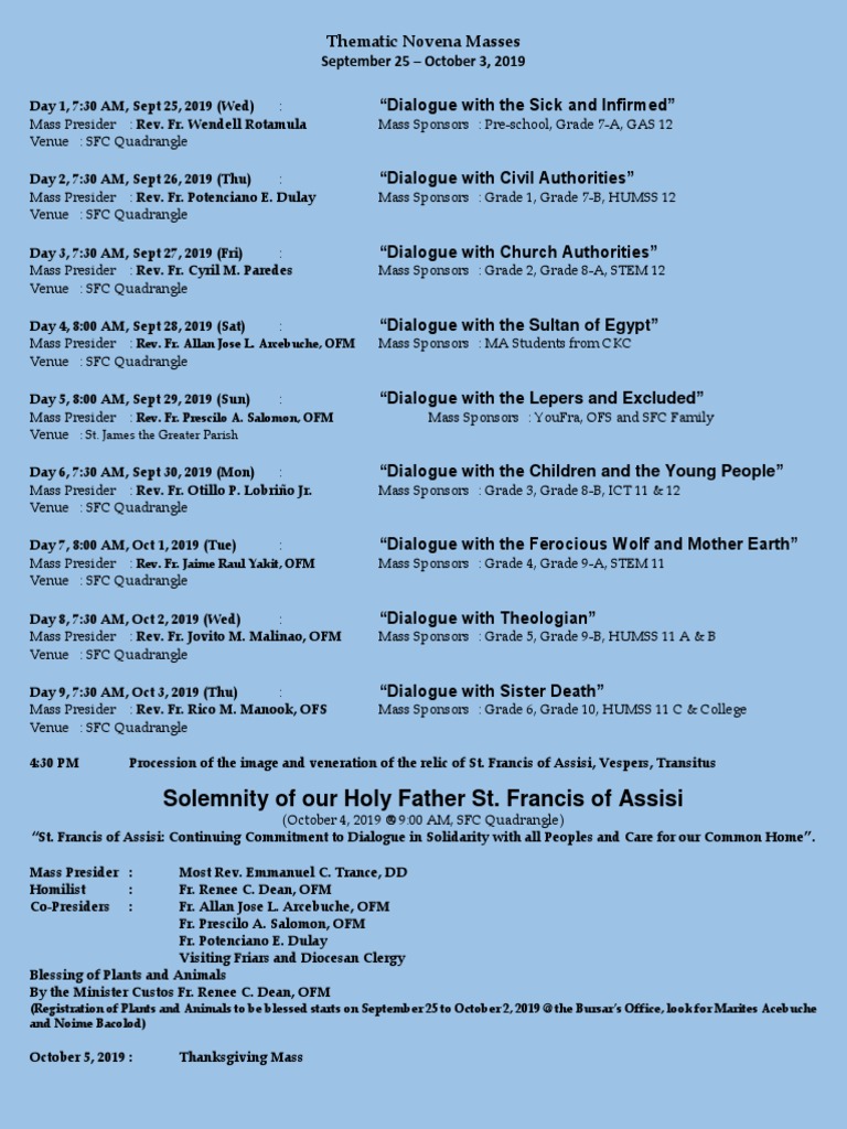 Thematic Novena Masses | PDF | Christian Worship And Liturgy ...