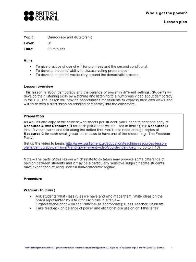 Democracy vs Dictatorship Lesson Plan | PDF | Dictatorship | Democracy