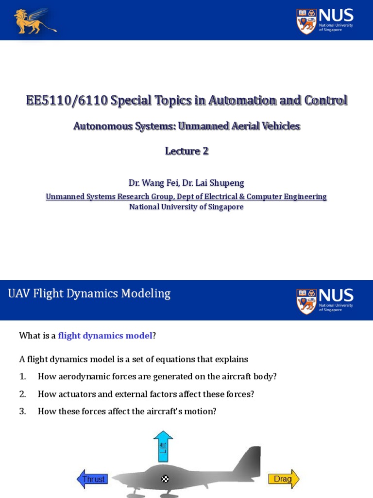 EE5110/6110 Special Topics in Automation and Control: Autonomous Systems: Unmanned Aerial ...