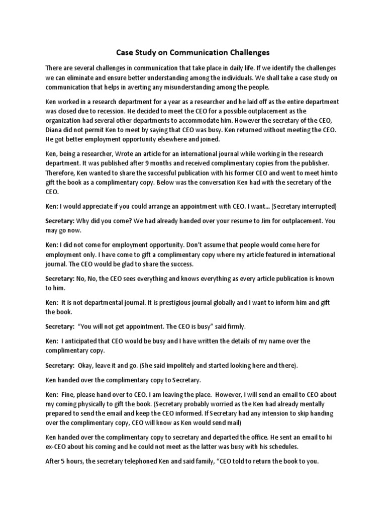Case Study On Communication Challenges Admission Cell | PDF ...