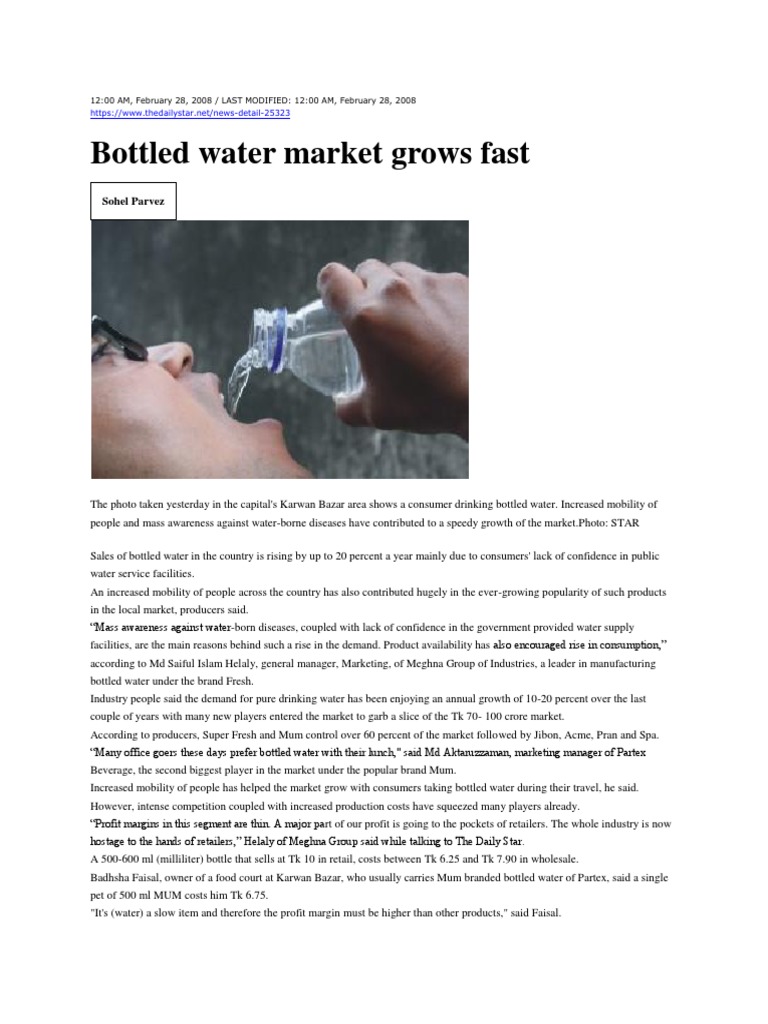 Mineral Water Project | PDF | Bottled Water | Retail