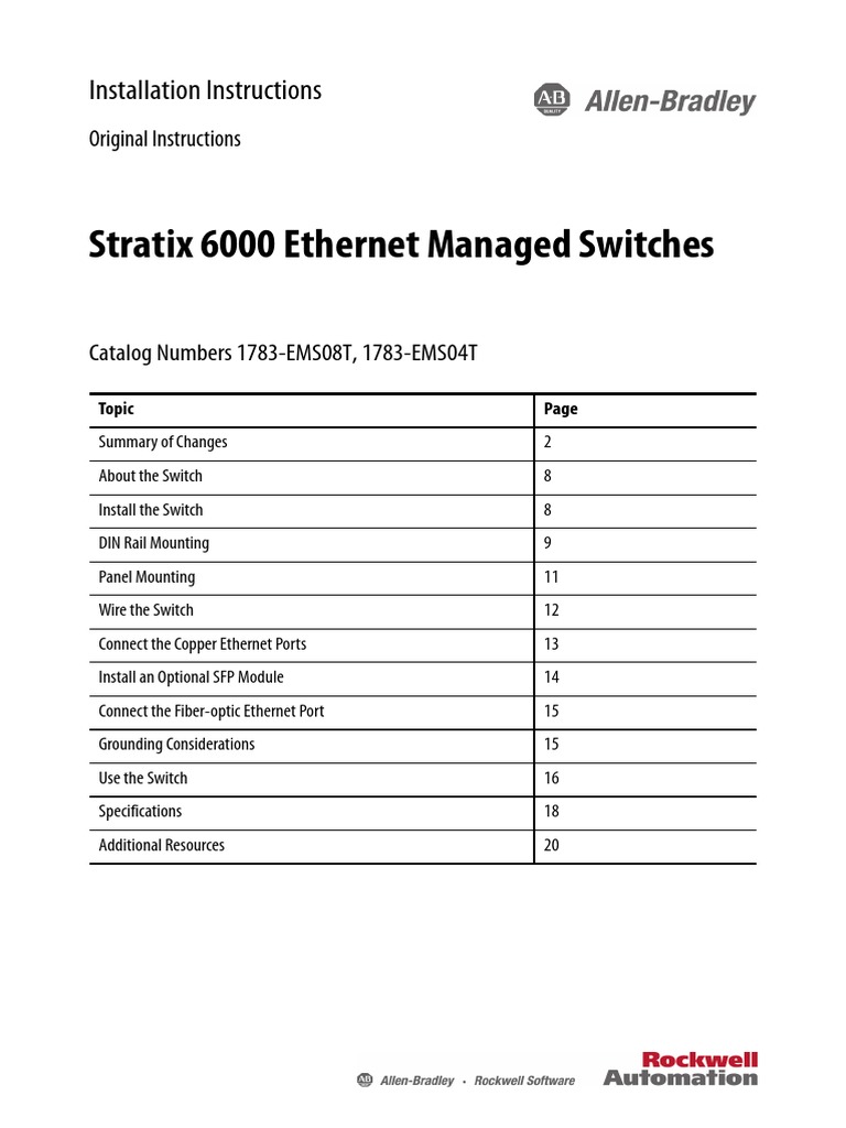 AB Stratix 6000 Network Switch | PDF | Internet Protocol Suite | Ethernet