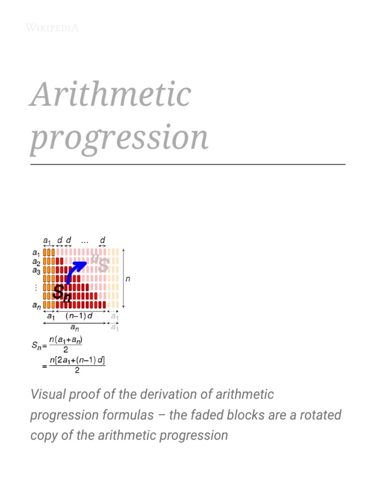 Arithmetic Progression - Wikipedia PDF | PDF | Algebra | Teaching ...