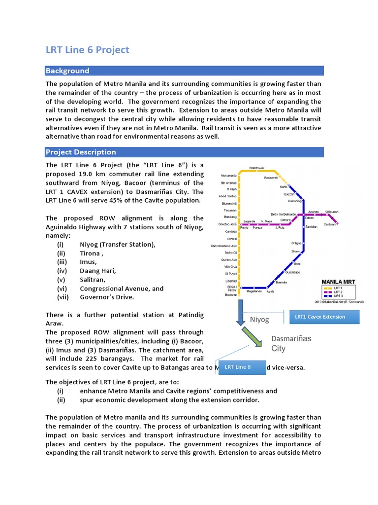LRT Line 6 Project: Background | PDF | Rapid Transit | Metro Manila