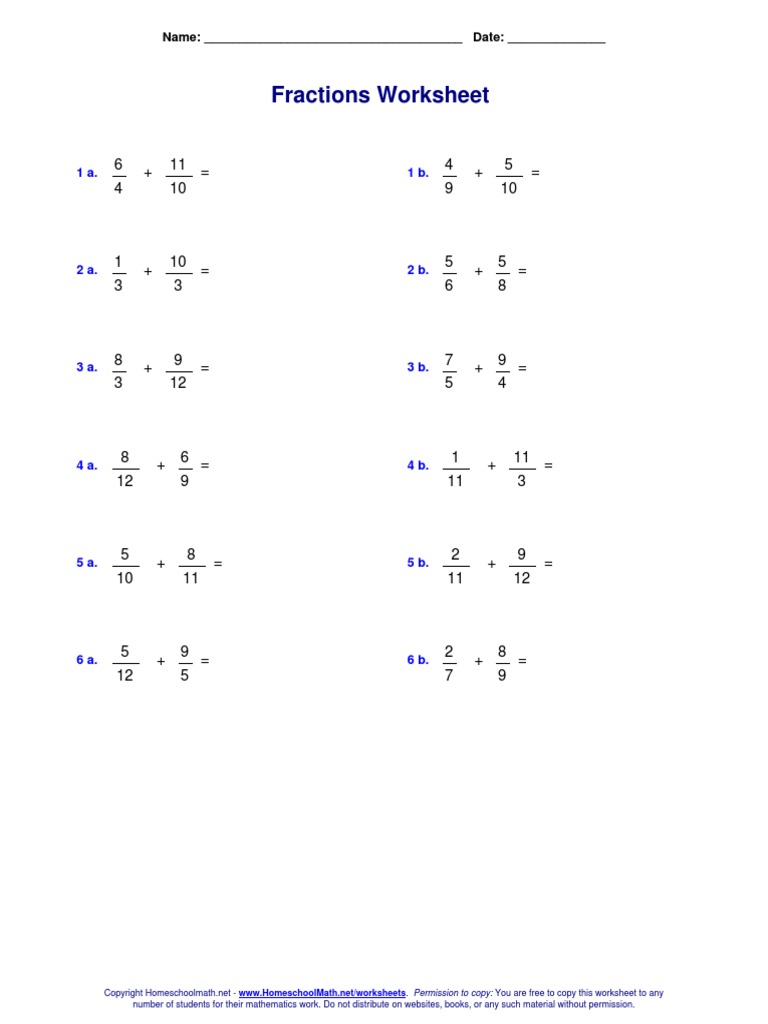 Fractions Worksheet: Name: - Date | PDF | Social Institutions | Social ...