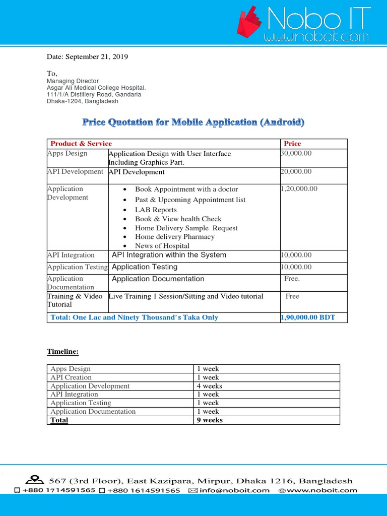 Android Application Development - Quotation | PDF