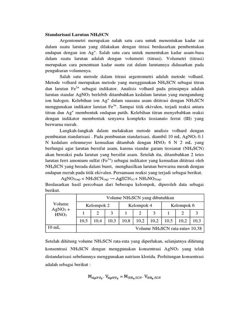Standarisasi Larutan NH4SCN | PDF